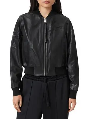 ALLSAINTS X Williams F1 Racing Orten Leather Bomber Jacket - Black