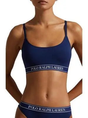 Polo Ralph Lauren Logo Band Scoop Neck Bralette - Navy
