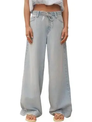 NEXT Tie Waist Wide Leg Jeans - Blue