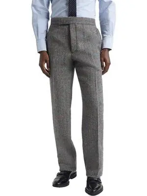 Thom Browne Classic Fit Herringbone Tweed Trousers - Dark Grey