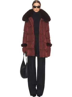 YVES SALOMON Long Belted Down Jacket - Chianti