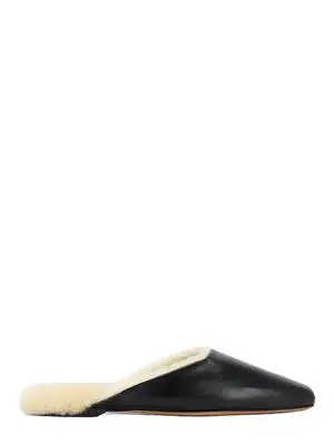 EMME PARSONS Flat Mule - Black Nappa & Shearling