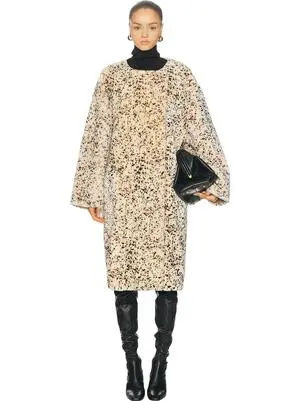 TOTÊME Stracciatella Shearling Coat Black & White