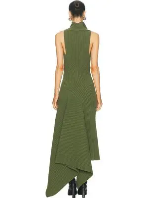 Victoria Beckham Sleeveless Ribbed Knit Dress - Oregano