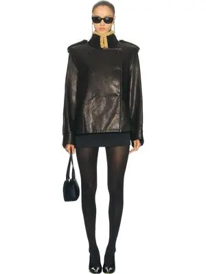 Khaite Dean Leather Jacket With Shearling Trim - Black