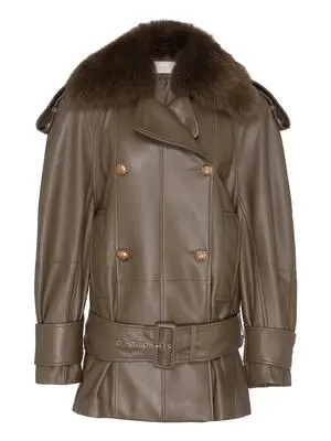 Zimmermann Hypnotic Leather Short Trench - Olive