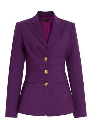 SERGIO HUDSON Pleated Waist Wool Blazer - Purple