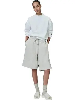 Fear Of God Essentials Relaxed Fleece Piping Sweatshort - Heather Stone/cloud White