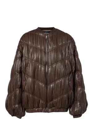 Remain Birger Christensen Pleated Bomber Jacket - Brown