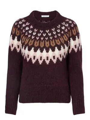 Veronica Beard Anne Fair Isle Wool-blend Sweater - Burgundy