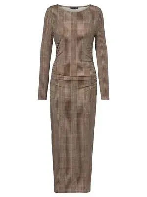 Veronica Beard Charissa Houndstooth Jersey Maxi Dress Beige-0