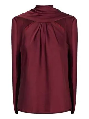 Simkhai Scarlett Caped Satin Top - Burgundy