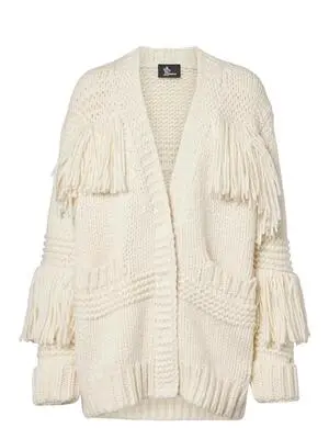 Moncler Fringed Wool-blend Cardigan - White