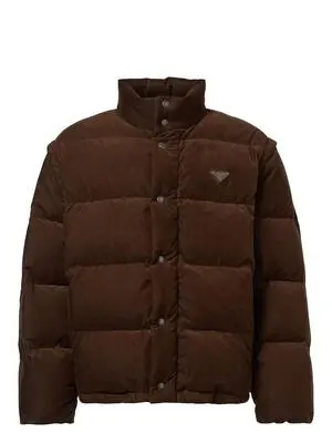 Prada Convertible Corduroy Down Jacket - Brown