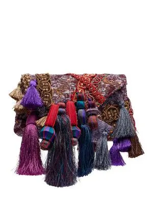Dries Van Noten Embellished Jacquard Clutch - Multicoloured