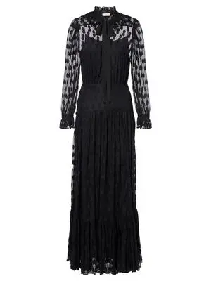 Ulla Johnson Soraya Polka-dot Tie-neck Maxi Dress - Black