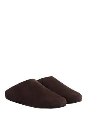 THE ROW Hudson Shearling-lined Suede Mules - Brown