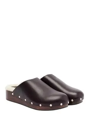 Le Monde Beryl Agnes Studded Leather Mules - Black