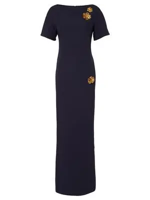 Safiyaa Lacin Embellished Crêpe Gown - Blue