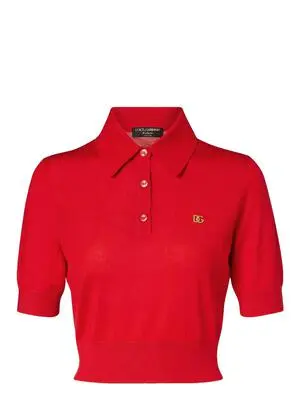 Dolce & Gabbana Knitted Cashmere And Silk Polo Shirt - Red
