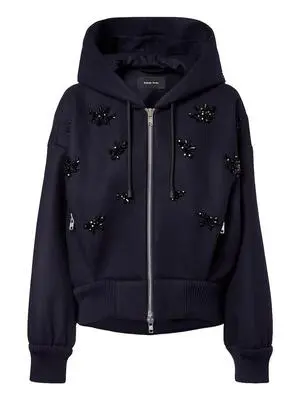 Simone Rocha Turbo Embellished Wool-blend Hoodie - Blue