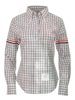 Thom Browne Gingham Shirt With Armbands - Grey