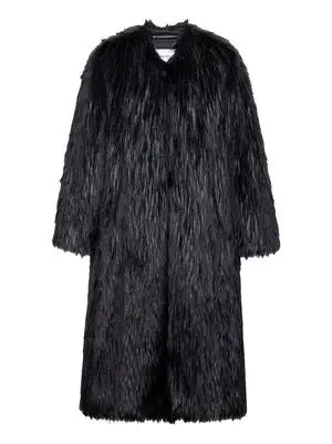 STAND STUDIO Carolina Faux Fur Long Coat - Black