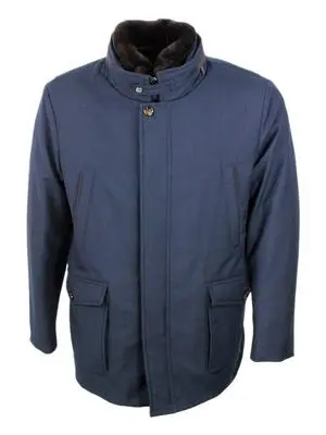 MOORER Three-quarter Length Coat - Dark Blu