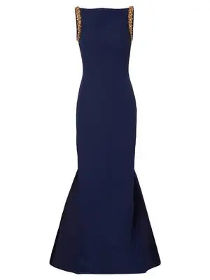 Safiyaa Sloane Embellished Crepe Gown - Blue