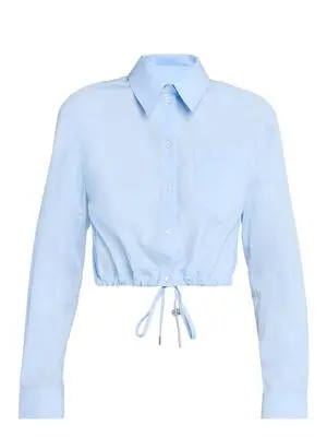 MOSCHINO JEANS Cropped Button-front Shirt - Light Blue