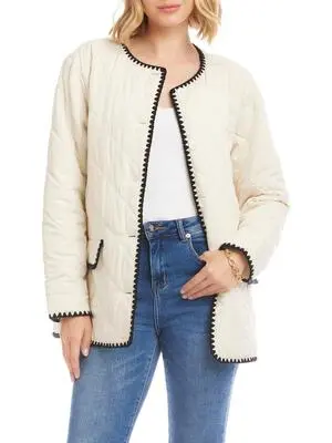 Karen Kane Edge Stitch Quilted Jacket - Cream/black
