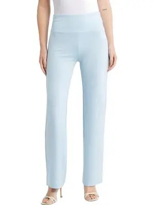 Anne Klein High-Waist Straight-Leg Pull-On Pants Opal Blue
