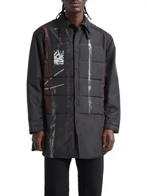 Yohji Yamamoto Tobacco Print Double Layer Padded Jacket - Black