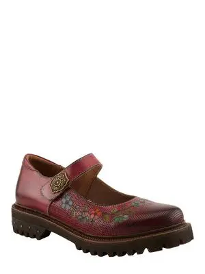 SPRING STEP SHOES Danuella Platform Mary Jane - Dark Red Multi