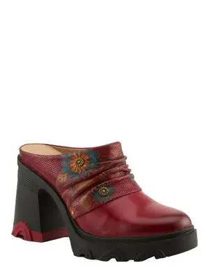 SPRING STEP SHOES Chemistry Platform Mule Dark Red Multi