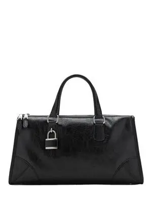 Mango Faux Leather Satchel Black