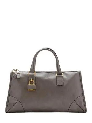 Mango Faux Leather Satchel - Grey