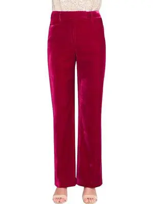 TAHARI ASL Bird Eye Velvet Straight Leg Pants - Magenta