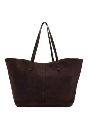 Mango Suede Shopper Tote - Chocolate