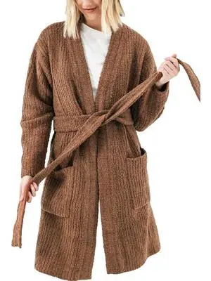 SUNDAY CITIZEN Rib-Knit Cardigan Robe Chestnut