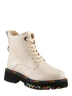 SPRING STEP SHOES Mistique Waterproof Combat Boot - Off White Patent