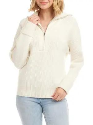 Karen Kane Half-zip Sweater - Cream