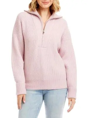 Karen Kane Half-Zip Sweater Pink