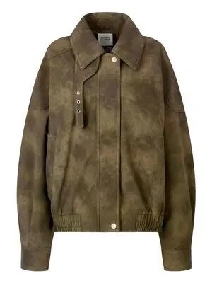 STUDIO TOMBOY Faux Suede Bomber Jacket - Brown