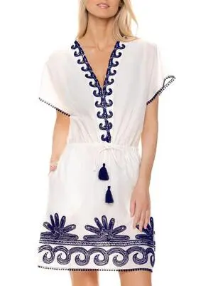 Helen Jon Margaux Embroidered Dress - Navy White