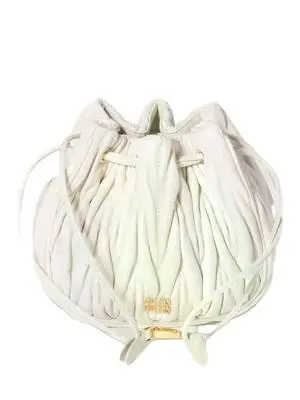 Miu Miu Matelassé-motif Pouch Bag - White