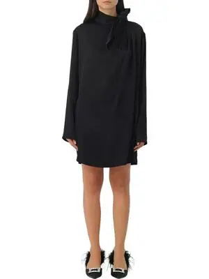 SEMICOUTURE Tie-neck Mini Dress - Black