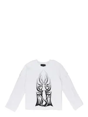 WHO DECIDES WAR BY EV BRAVADO Winged Gradient Long-sleeve T-shirt - White