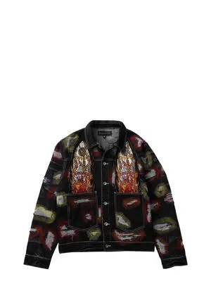 WHO DECIDES WAR BY EV BRAVADO Embroidered Trucker Jacket - Multicolor