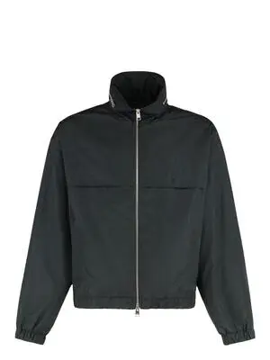 Ami Technical Fabric Zip-up Jacket With Hood - Black